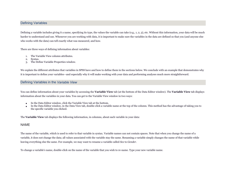 Defining Variables in SPSS: A Guide