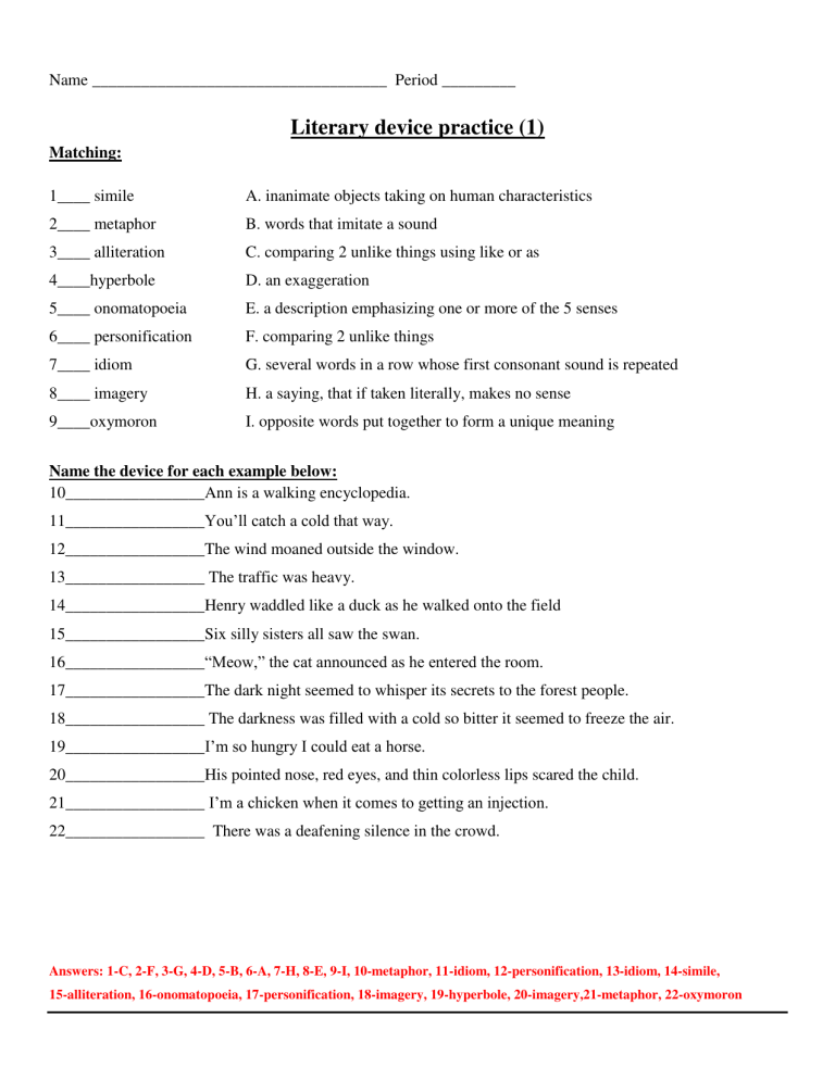 Literary device practice 1 Compress