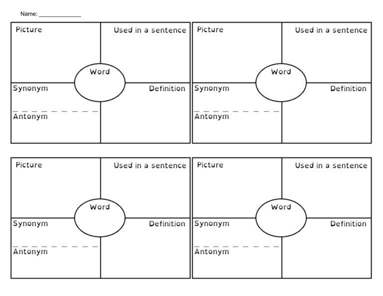 Vocabulary 4 Square