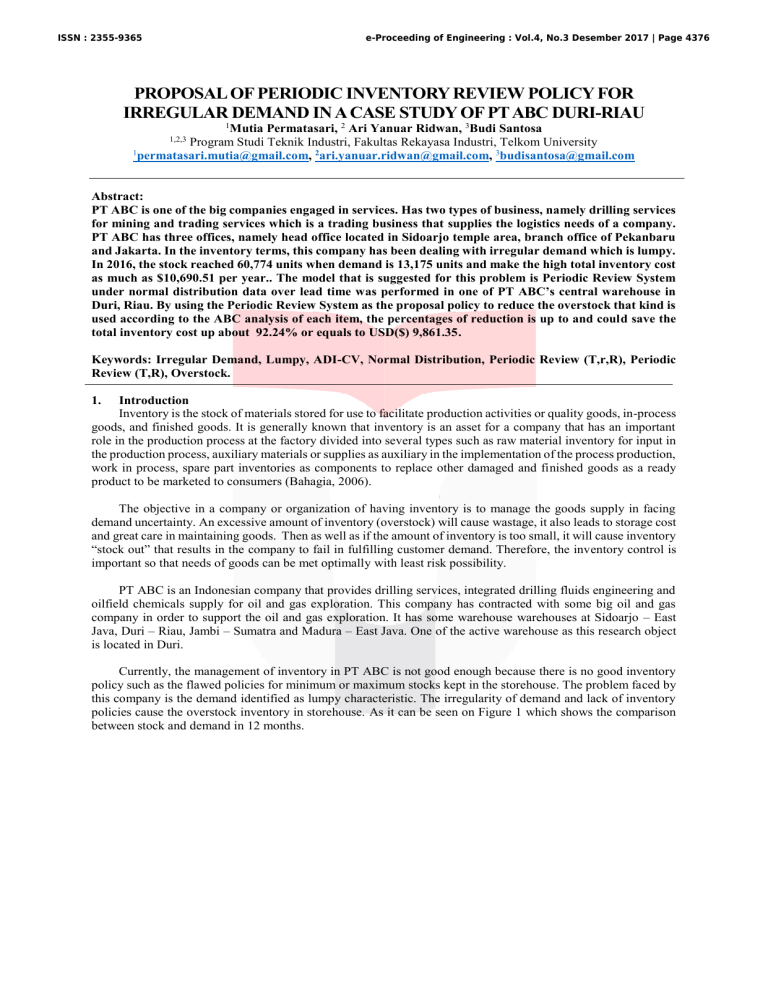 Periodic Inventory Review for Irregular Demand