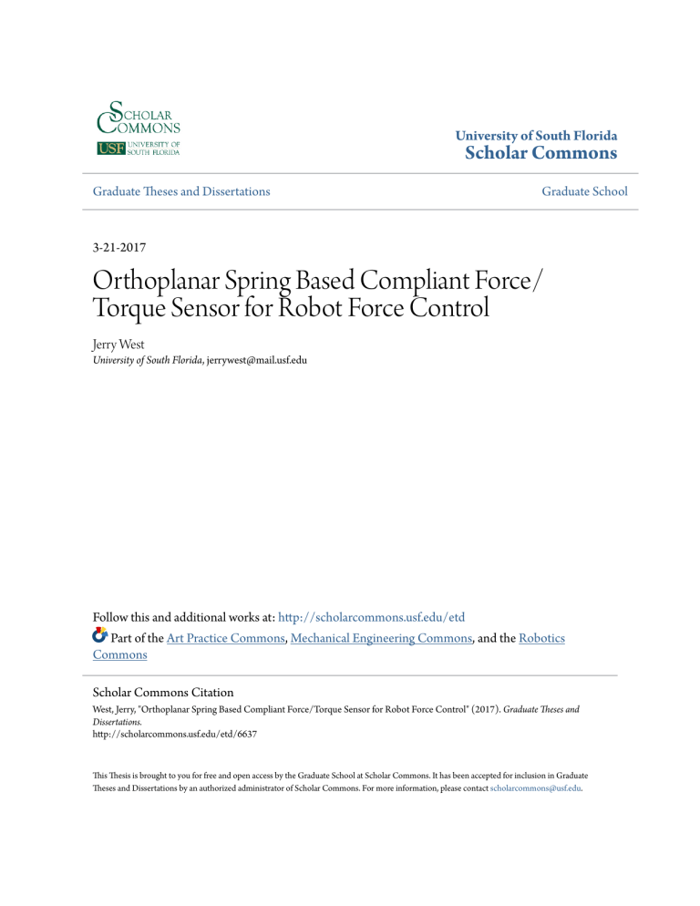Orthoplanar Spring Based Compliant Force Torque Sensor for Robot