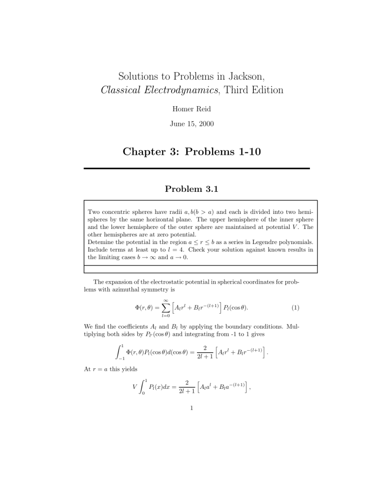 Classical Electrodynamics Solutions: Chapter 3 Problems