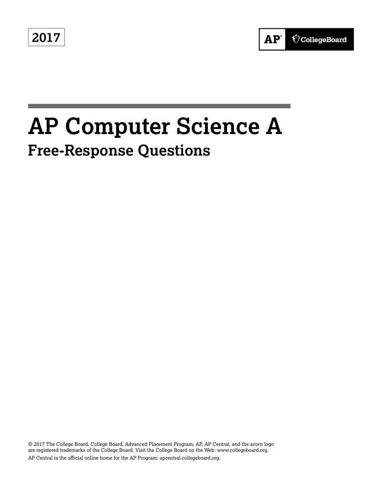 Ap computer science a frq 2017