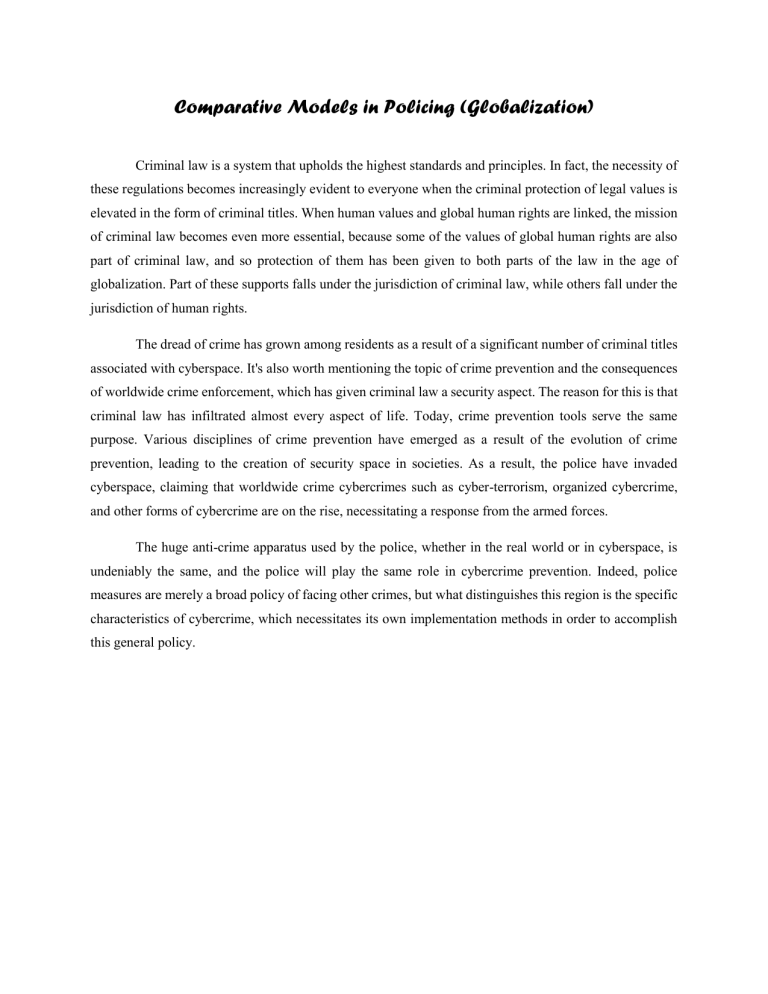 Comparative Models in Policing