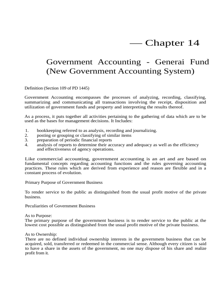 Government Accounting - General Fund Textbook Chapter