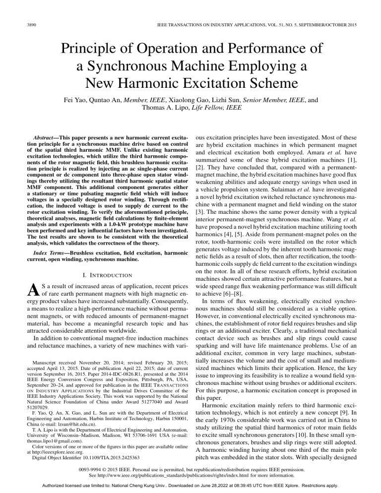 Principle of Operation and Performance of a Synchronous Machine ...
