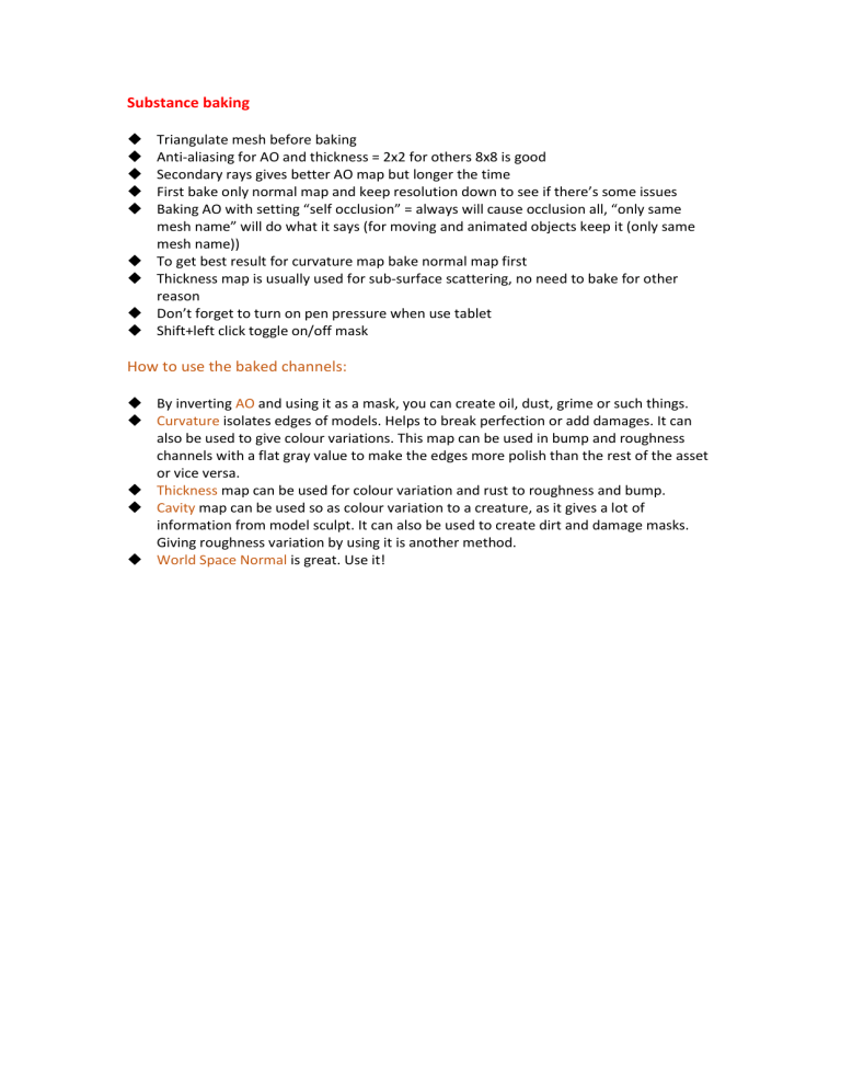 Substance Baking Guide