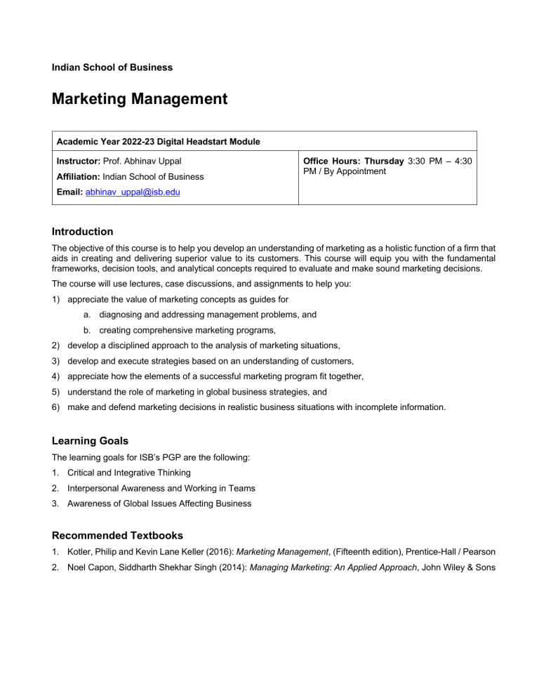 MKTG Course Outline