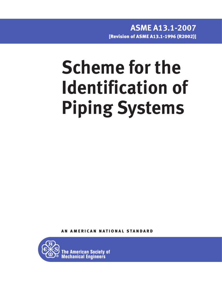 ASME A13.1: Piping System Identification Standard