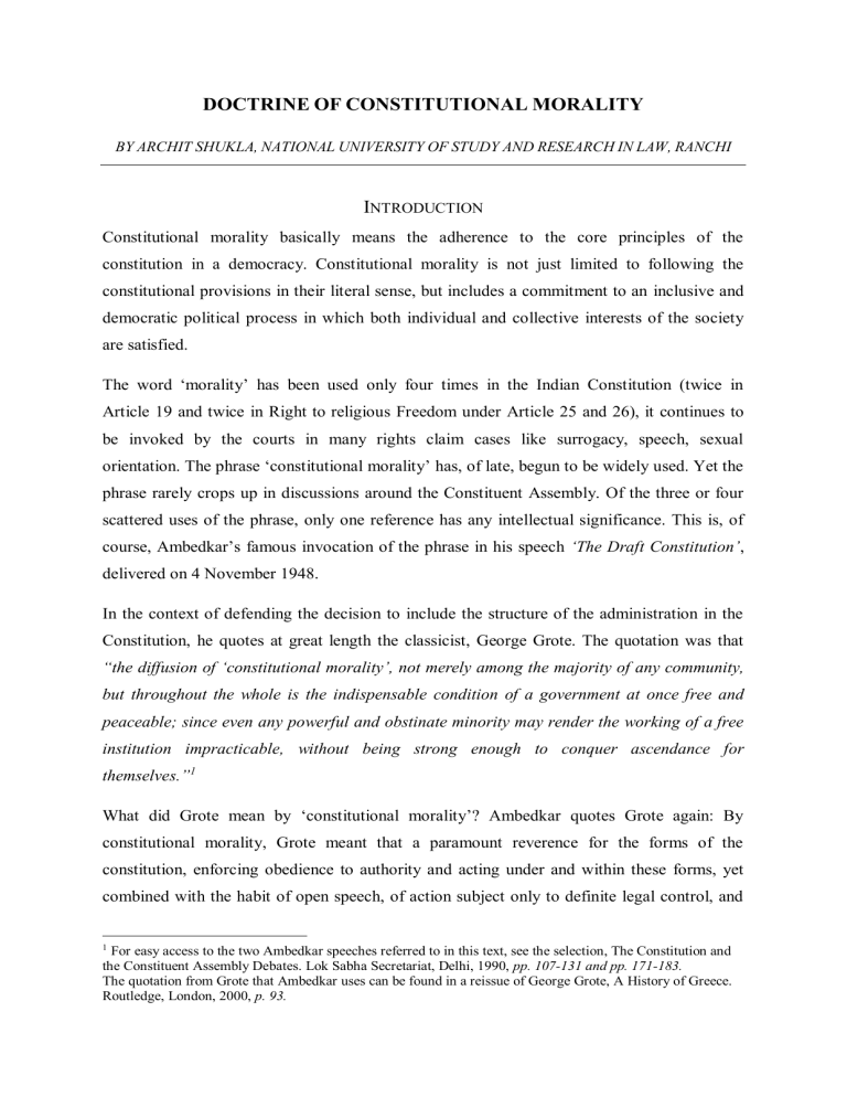 Constitutional Morality Doctrine: Meaning & Scope