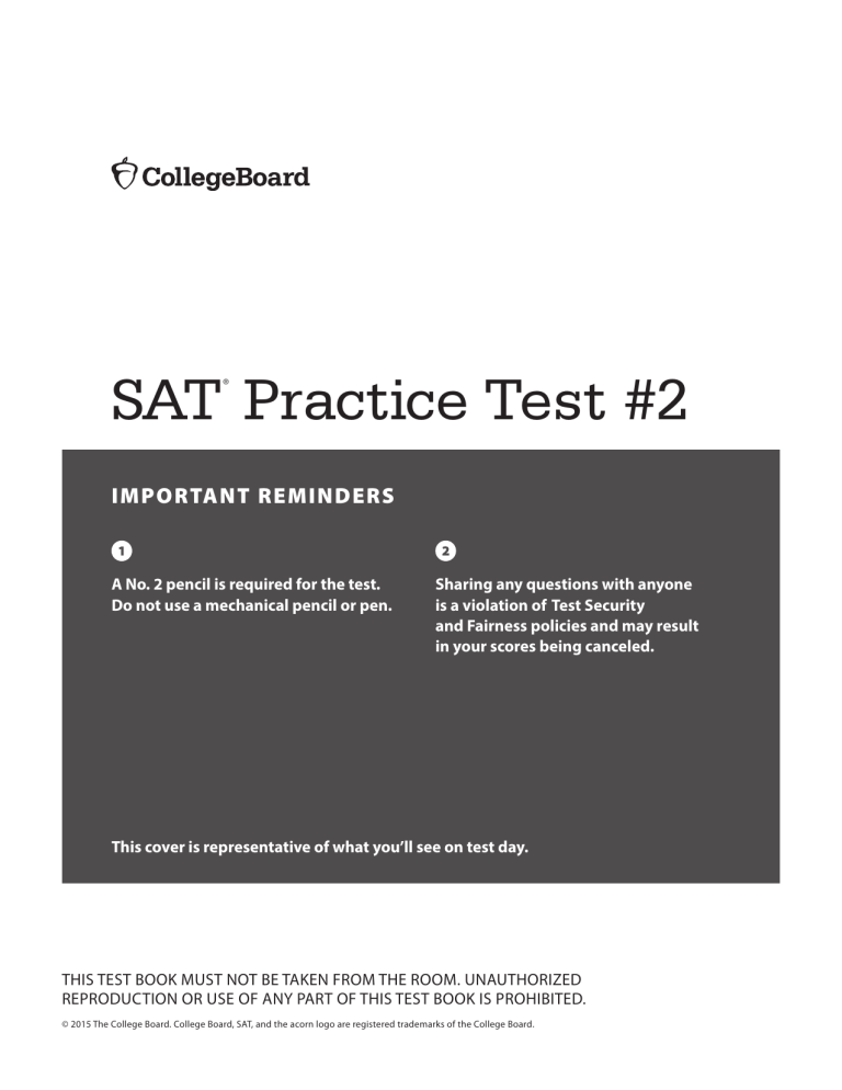SAT Practise Test 2 SAT Practise Test 2