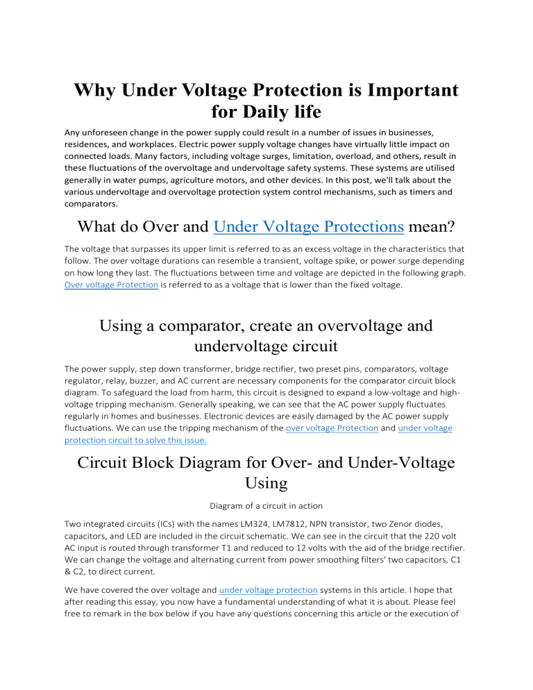 Over/Under Voltage Protection: Importance & Circuit Design