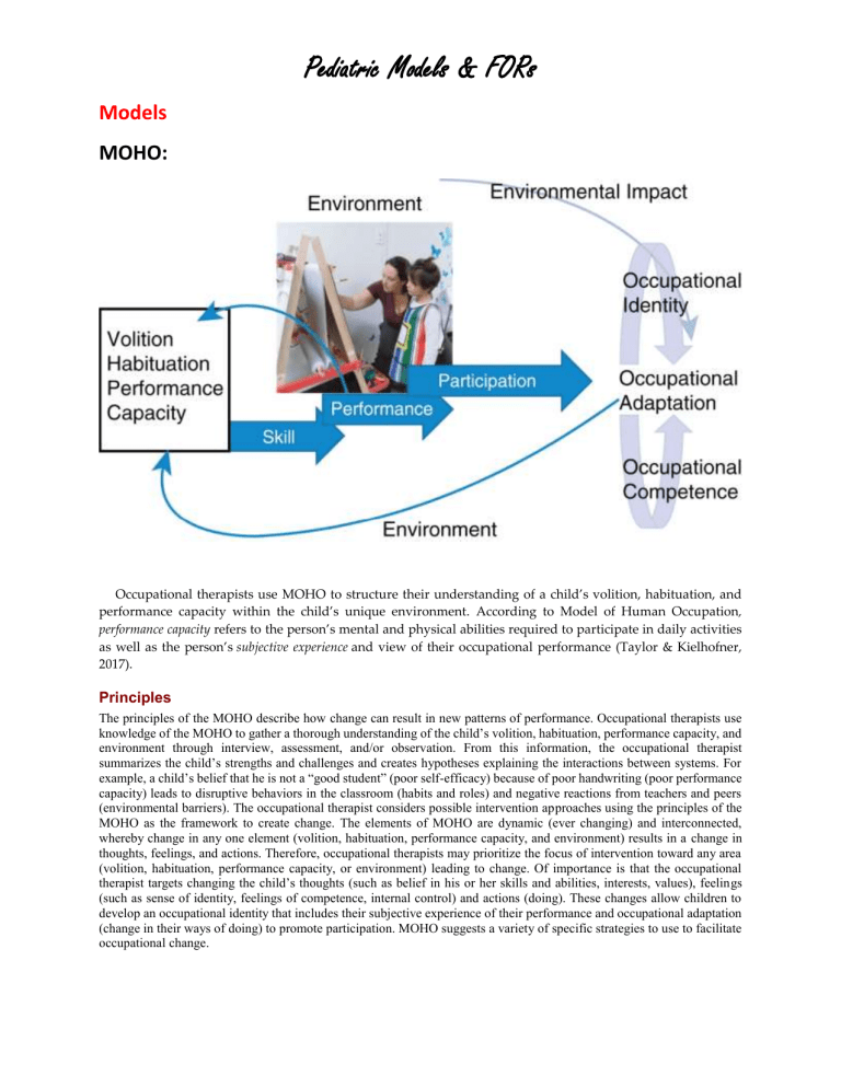 Pediatric OT Models: MOHO, CMOP-E, PEOP