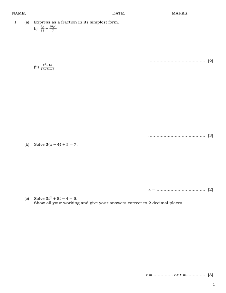 Math Worksheet: Algebra, Geometry, Problem Solving