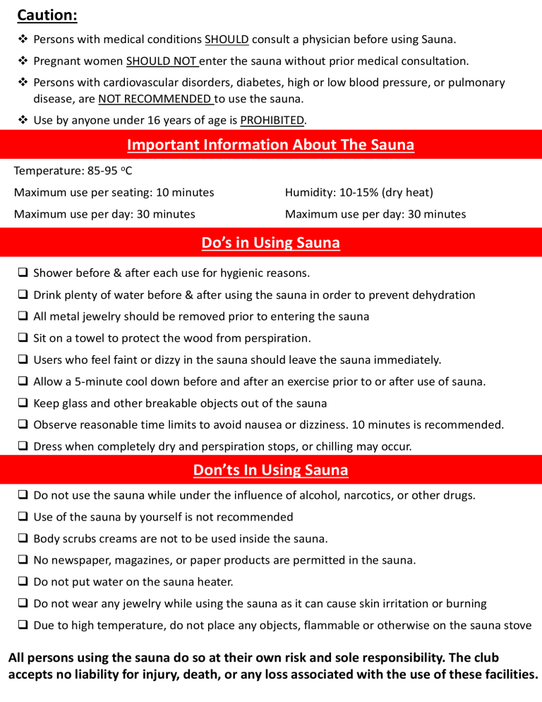 Sauna Rules