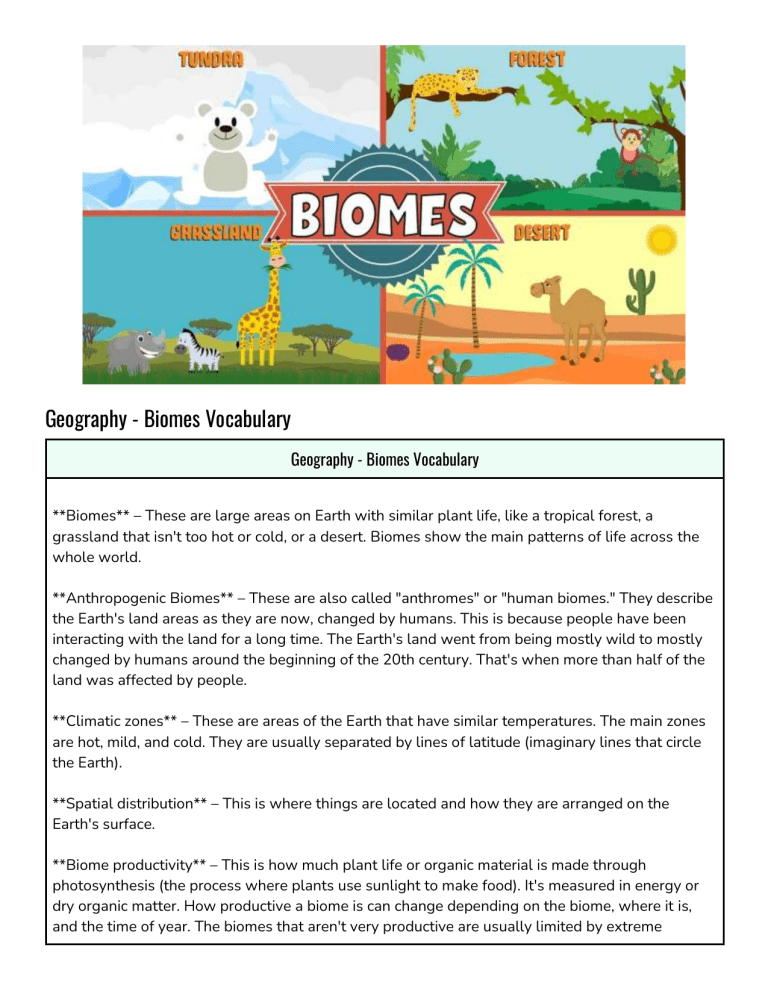 Biomes Vocabulary: Geography Terms Explained