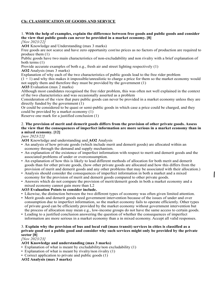 Economics: Goods & Services Classification - Exam Guidance