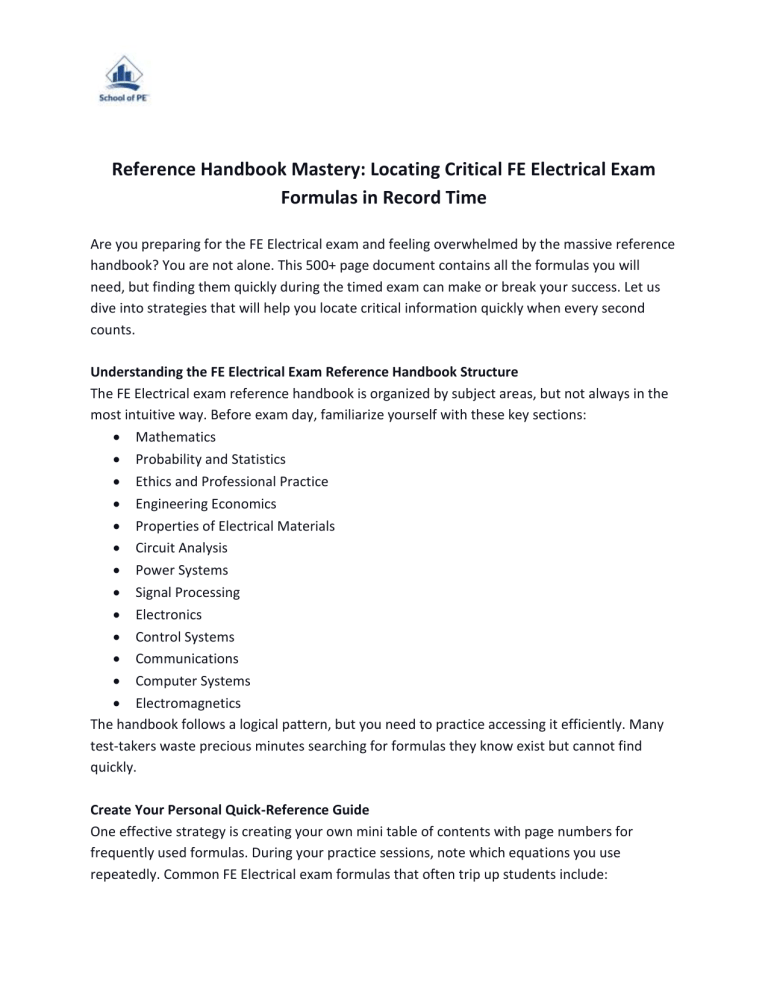 FE Electrical Exam: Mastering the Reference Handbook