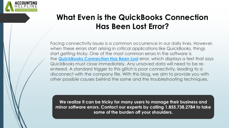 QuickBooks Connection Lost Error: Causes & Solutions