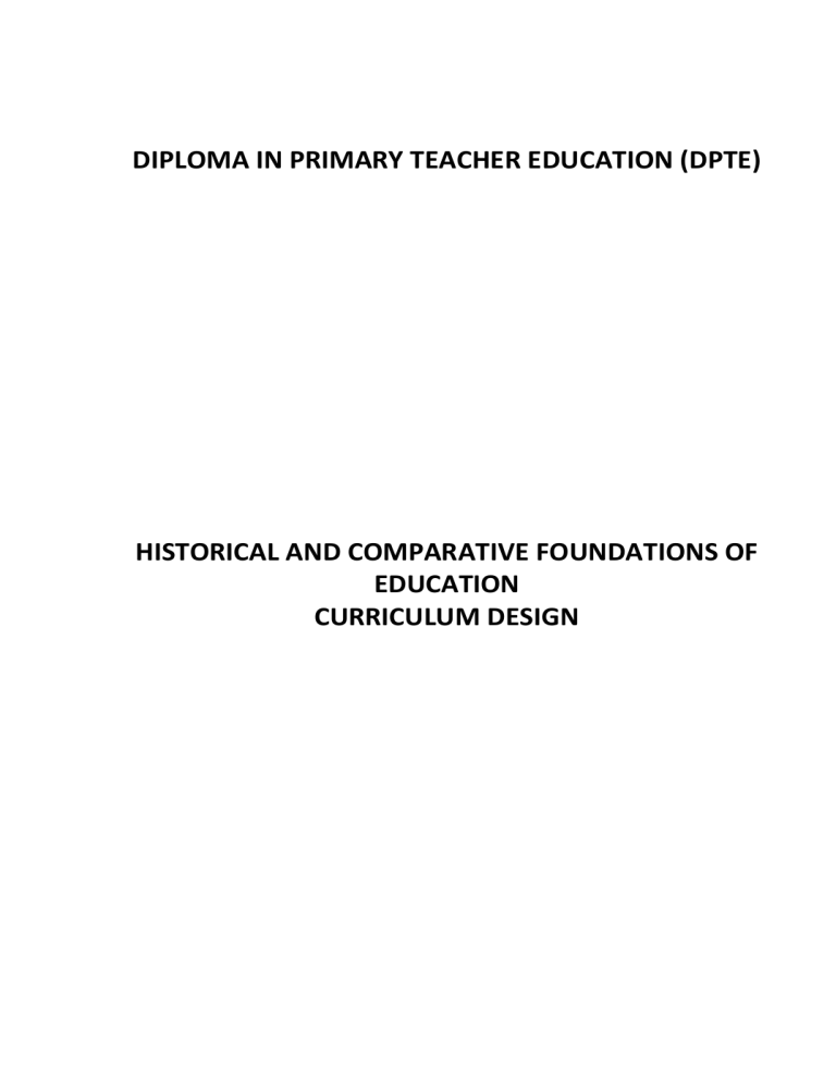 DPTE Curriculum Design: Historical & Comparative Foundations