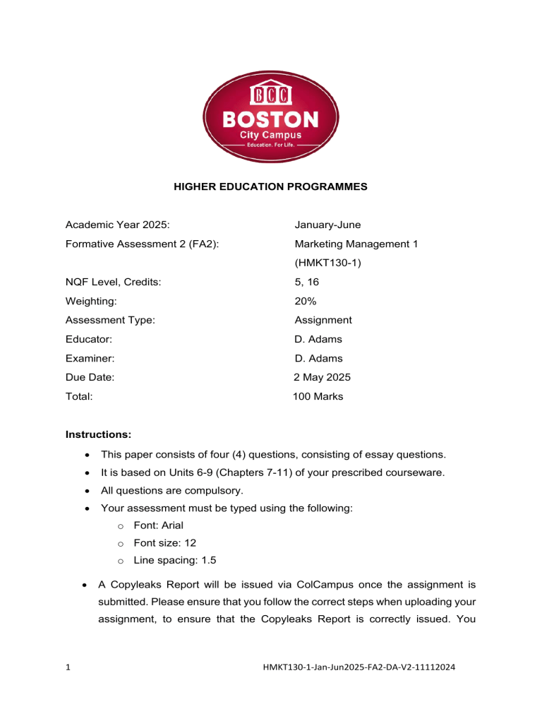 Marketing Management Assignment: Customer Satisfaction & Strategy