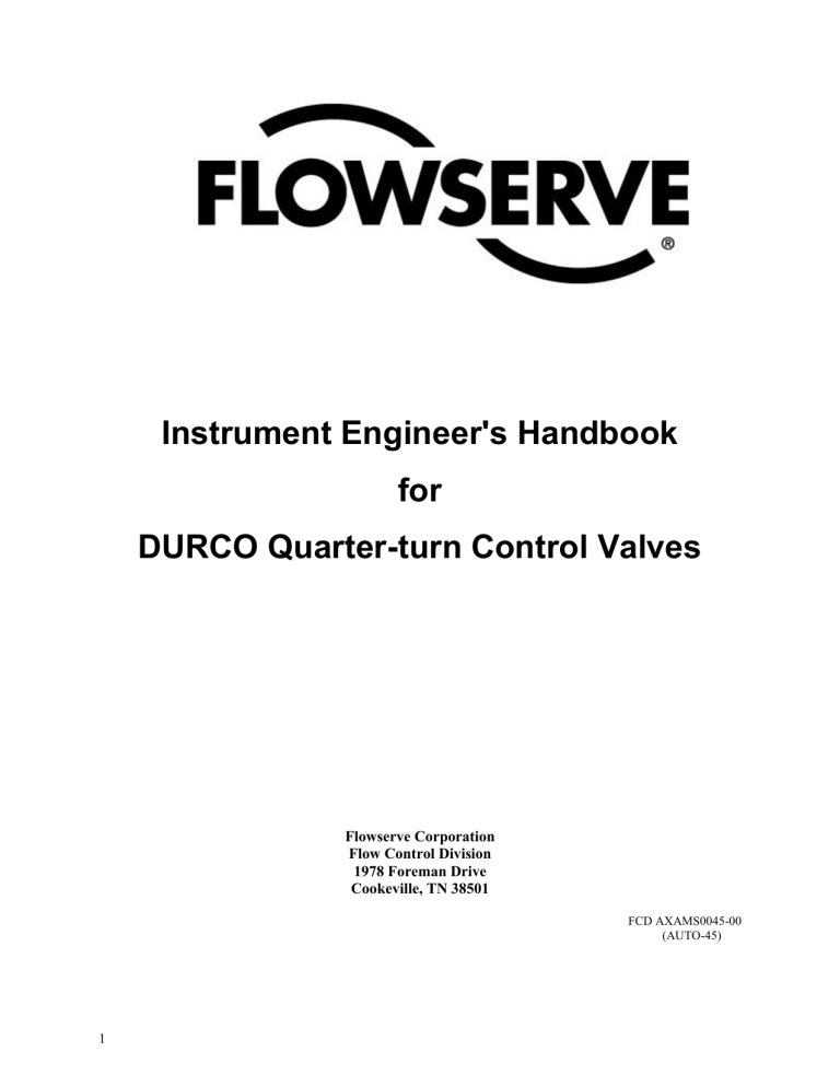 Durco Control Valve Sizing Handbook | Flowserve