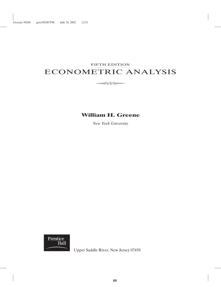 Econometric Analysis Textbook