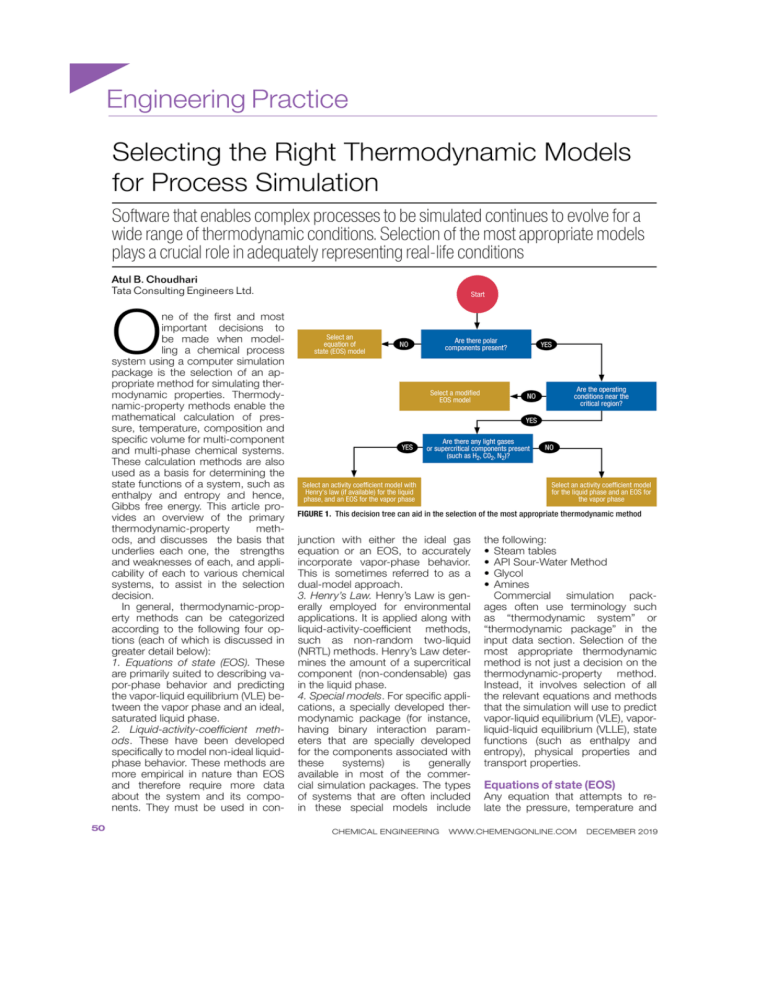 Thermodynamic Models for Process Simulation: A Guide