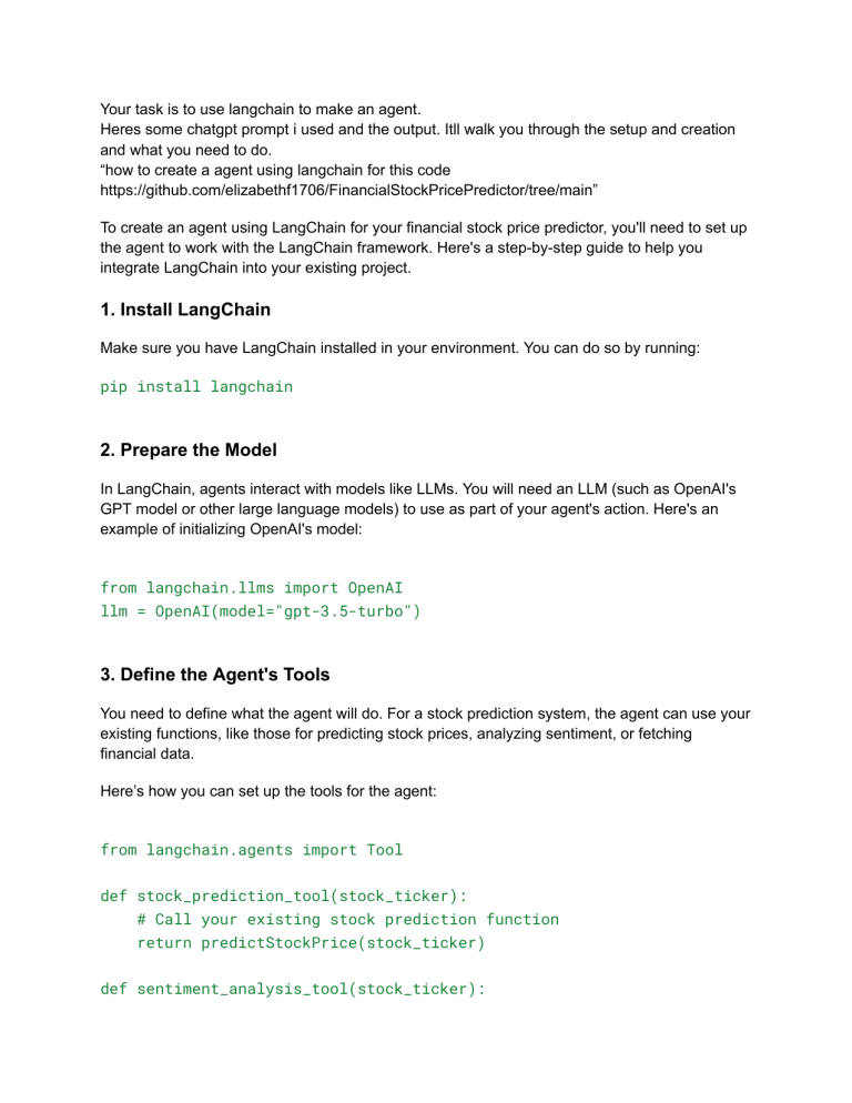 LangChain Agent for Stock Prediction: Tutorial
