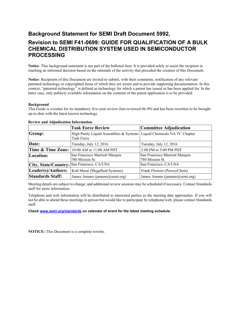 SEMI F41: Bulk Chemical Distribution System Qualification Guide