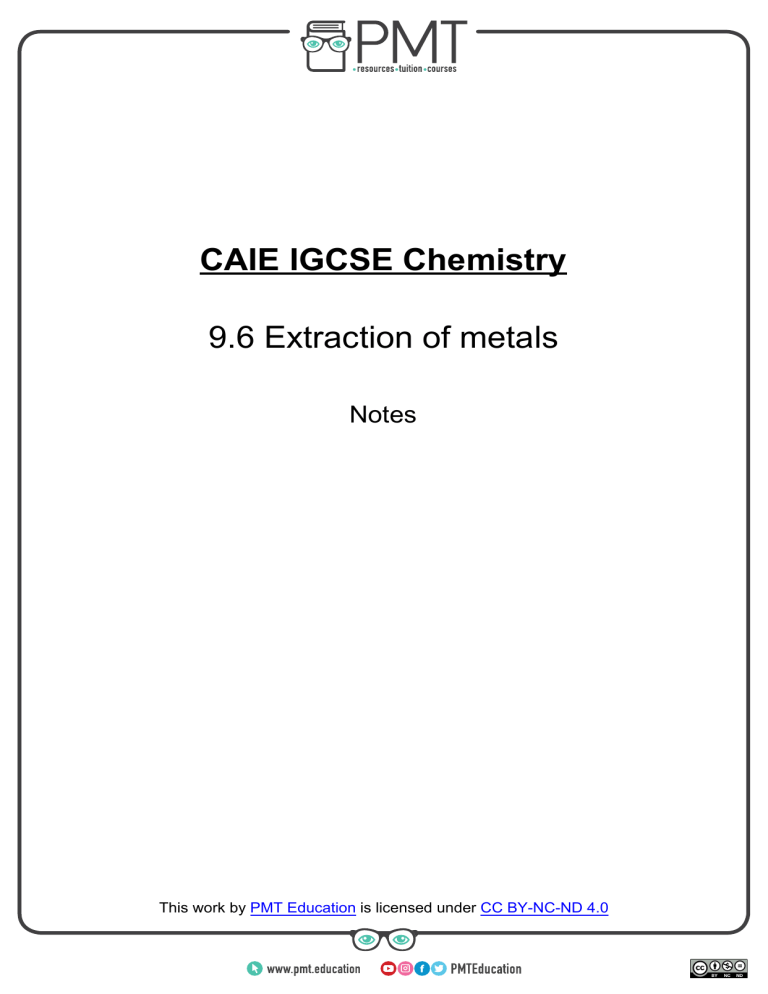IGCSE Chemistry: Metal Extraction Notes