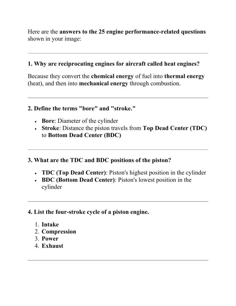 Engine Performance Q&A: Aircraft Reciprocating Engines