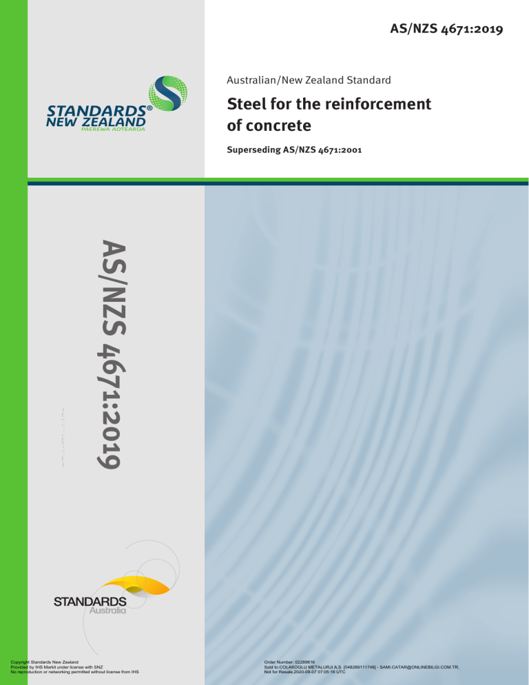 AS/NZS 4671:2019 - Steel Reinforcement Standard