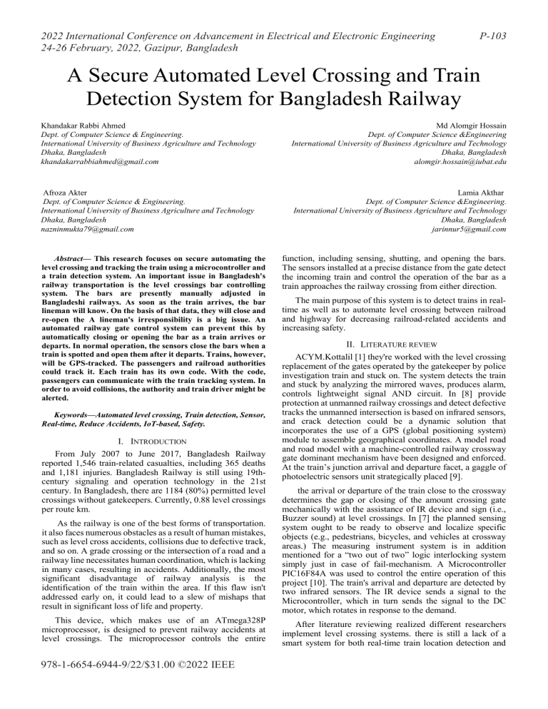 Automated Railway Crossing System for Bangladesh