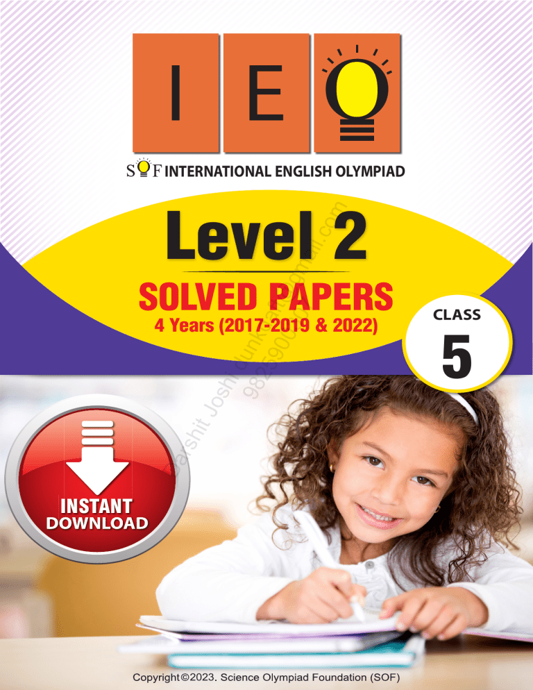IEO Level 2 Solved Papers (2017-2019 & 2022) Class 5