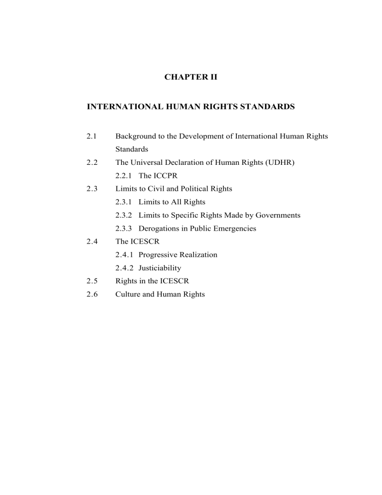 International Human Rights Standards: UDHR, ICCPR, ICESCR