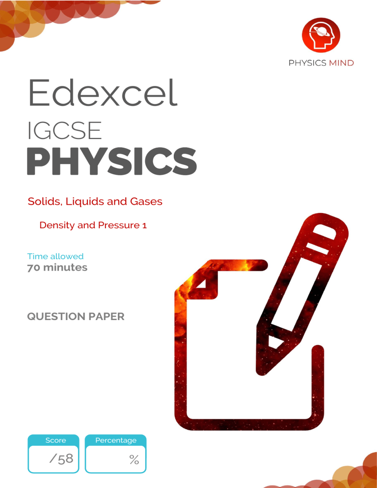 IGCSE Physics: Density & Pressure Question Paper