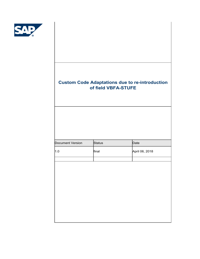 SAP S/4HANA VBFA-STUFE Custom Code Adaptations Guide