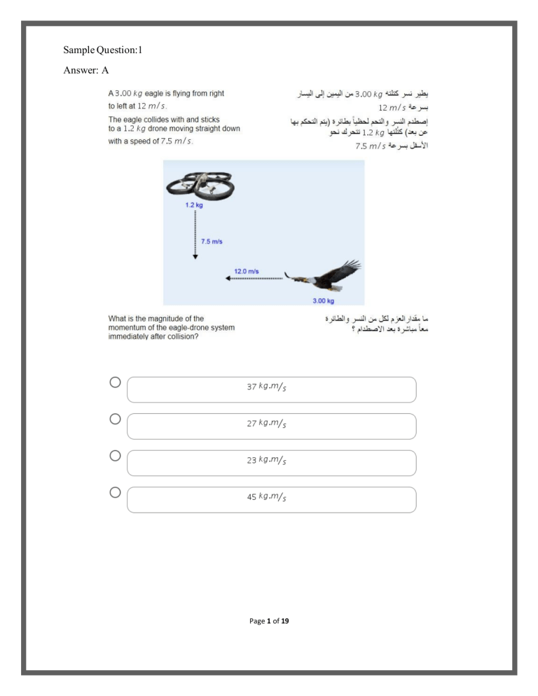 Physics Sample Question: Momentum and Collision