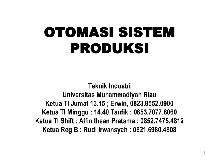 Otomasi Sistem Produksi: Presentasi Otomasi Industri