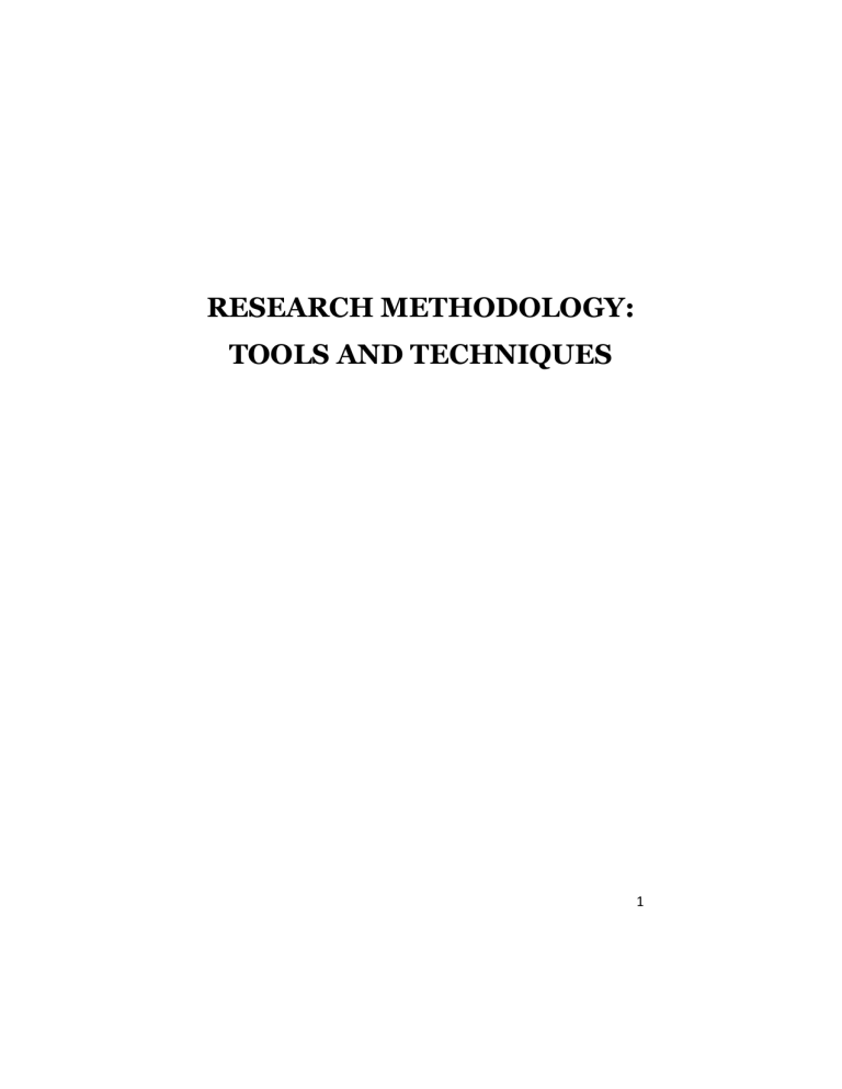Research Methodology: Tools & Techniques Textbook