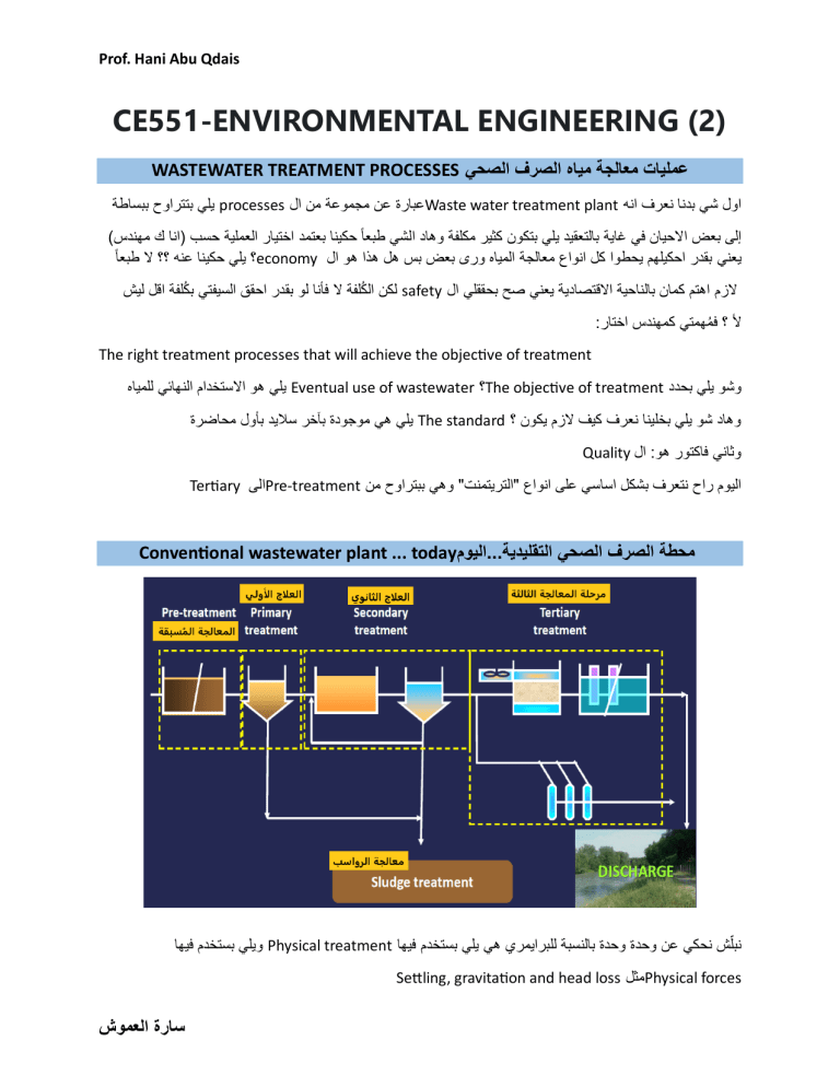 Wastewater Treatment Processes: Environmental Engineering