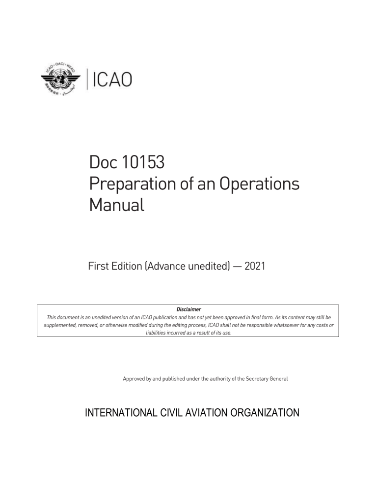 Operations Manual Preparation Guide | Aviation Safety