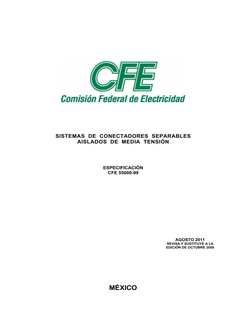 CFE 55000-99: Especificación de Sistemas de Conectores de Media Tensión