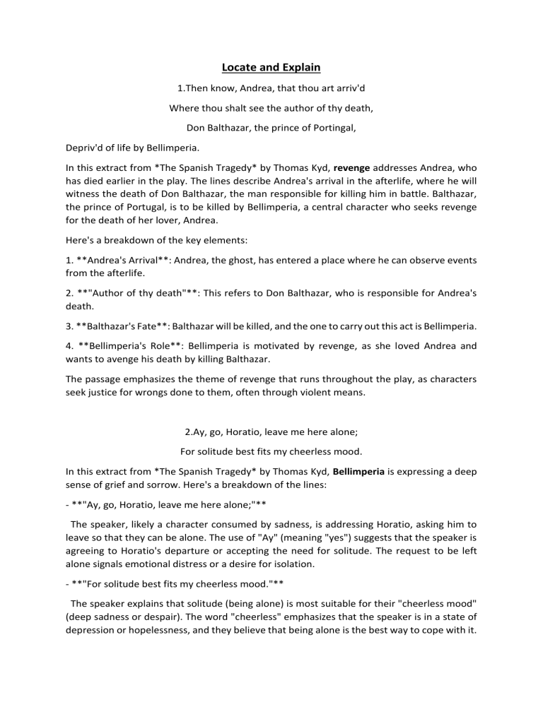 The Spanish Tragedy: Key Excerpts & Analysis