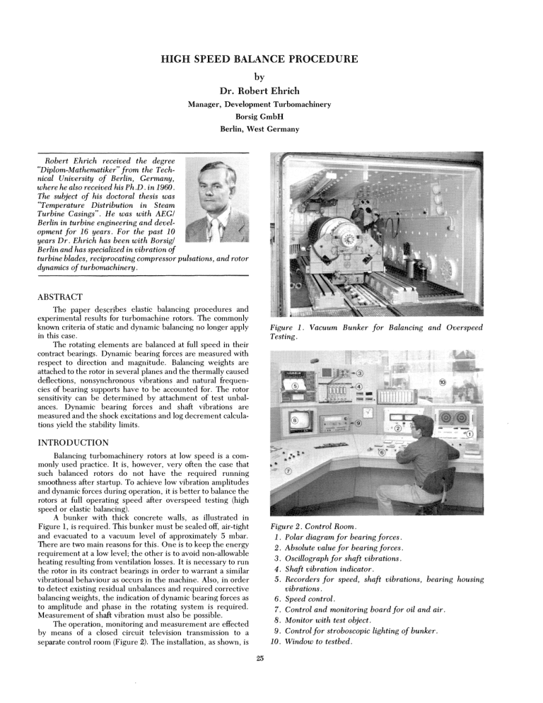 High Speed Rotor Balancing: Procedures & Results