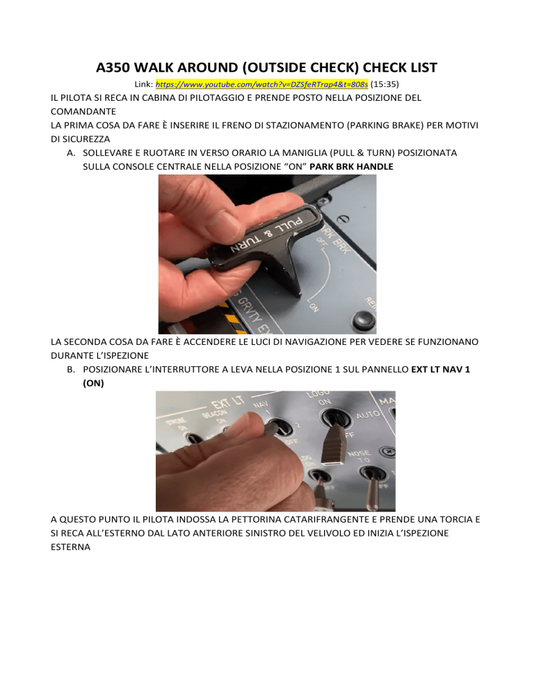 Checklist A350 Walk Around: Ispezione Pre-Volo