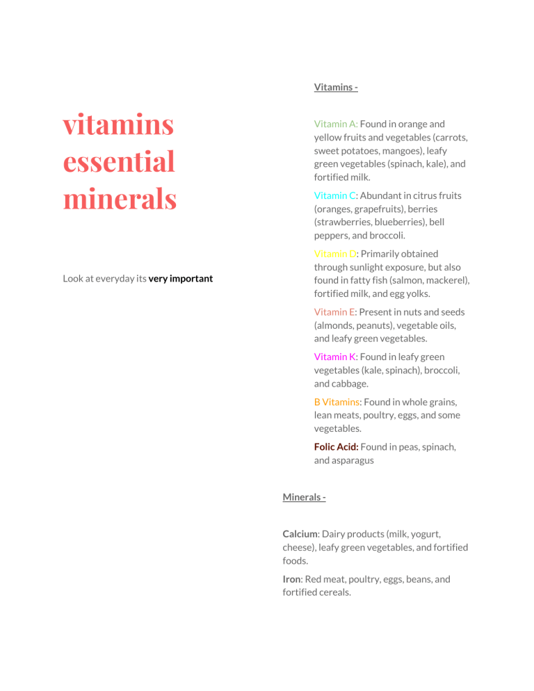 Essential Vitamins and Minerals: A Quick Guide