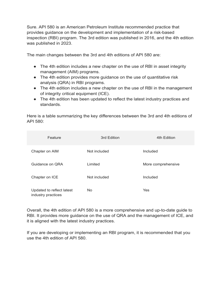API 580: 3rd vs 4th Edition - Key Differences & Updates