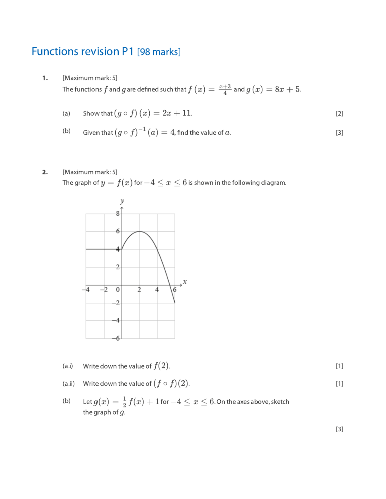 Functions Revision Questions P1